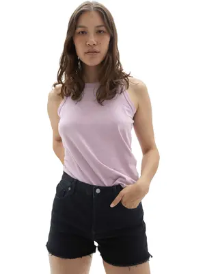 Everlane Essential Cotton High Neck Tank Top Lilac