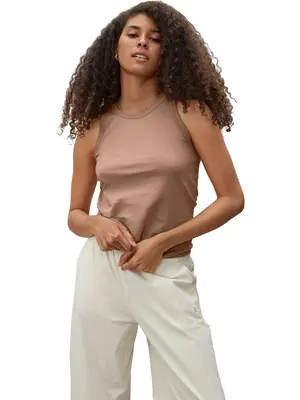 Everlane Essential Cotton High Neck Tank Top Oak