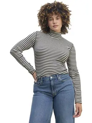 Everlane Luxe Ribbed Turtleneck Bone White/black