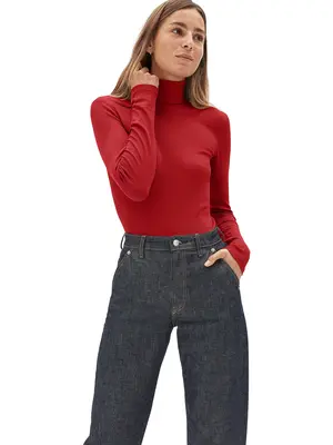 Everlane Luxe Ribbed Turtleneck Crimson