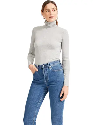Everlane Luxe Ribbed Turtleneck Heather Grey