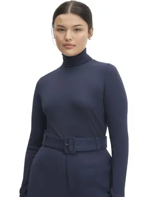 Everlane Luxe Ribbed Turtleneck Navy