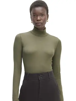 Everlane Luxe Ribbed Turtleneck Olive