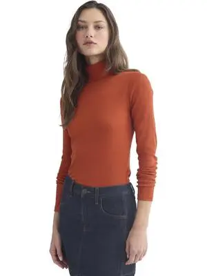 Everlane Luxe Ribbed Turtleneck - Rust