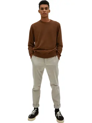 Everlane Long Sleeve Crewneck Sweater Heathered Brown