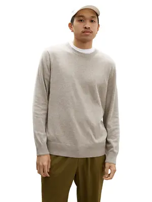 Everlane Long Sleeve Crewneck Sweater Heathered Khaki