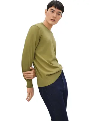 Everlane Long Sleeve Crewneck Sweater Willow Green