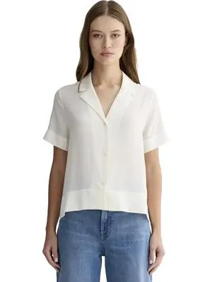 Everlane Notch Shirt In Washable Silk - Off-white