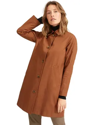 Everlane Mac Coat In Cotton Cocoa Brown