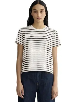 Everlane Everlane Box-Cut T-Shirt In Essential Cotton Bone/black