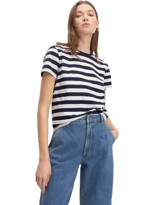 Everlane Everlane Box-Cut T-Shirt In Essential Cotton Navy/canvas