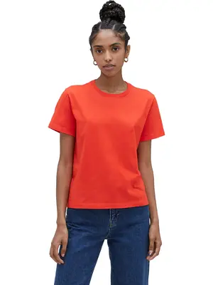 Everlane Everlane Box-Cut T-Shirt In Essential Cotton Red Orange