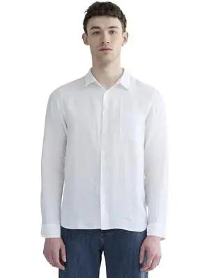 Everlane Classic Shirt, Linen, Elm Gingham, Size XS White