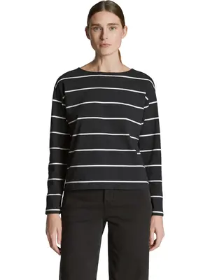 Everlane EVERLANE Mariner Long Sleeve Striped T-Shirt Black/canvas