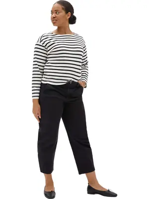 Everlane EVERLANE Mariner Long Sleeve Striped T-Shirt Black/white