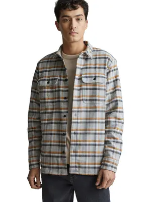 Everlane Heavyweight Overshirt Tobacco Brown/heather Grey Plaid