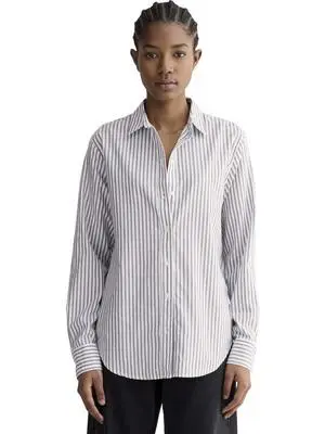 Everlane Silky Cotton Shirt - Periscope/bone