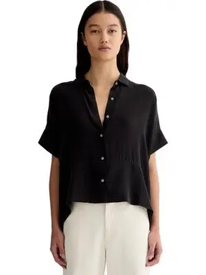 Everlane Boxy Washable Silk Shirt - Black