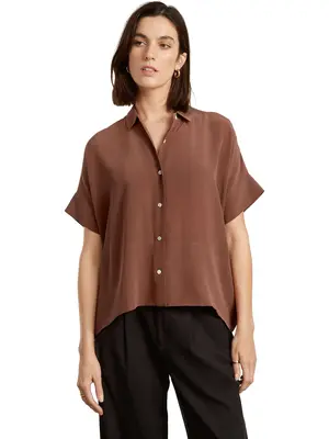 Everlane Everlane Washable Silk Boxy Shirt Cinnamon