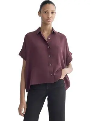 Everlane Boxy Washable Silk Shirt - Deep Plum