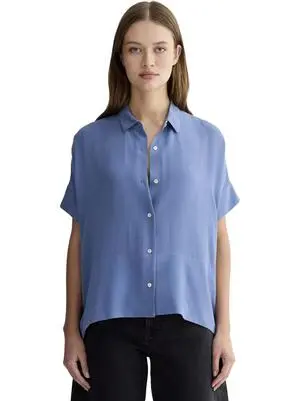Everlane Boxy Washable Silk Shirt - French Blue