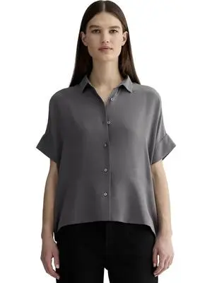 Everlane Everlane Washable Silk Boxy Shirt Graphite