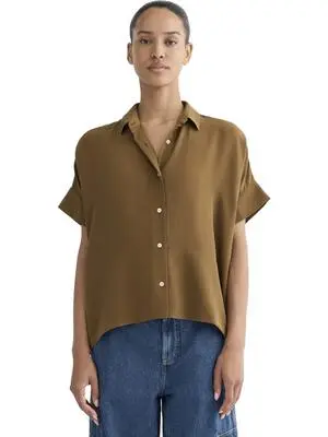 Everlane Everlane Washable Silk Boxy Shirt Toffee