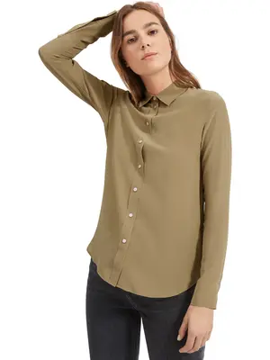 Everlane Everlane Washable Silk Shirt Covert Green