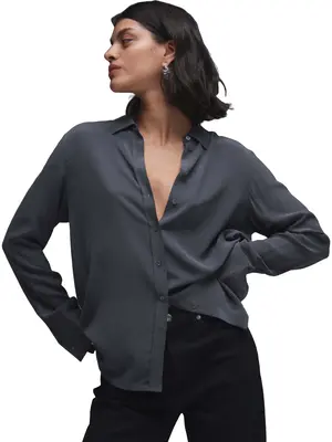 Everlane Everlane Washable Silk Shirt Grey