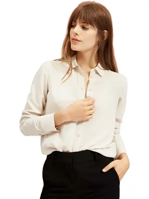 Everlane Everlane Washable Silk Shirt Stone