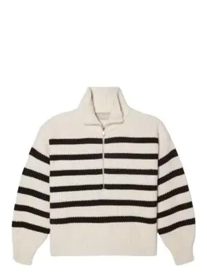 Everlane Luxe Merino Half-Zip Sweater Bone White/black