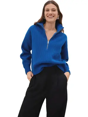 Everlane Luxe Merino Half-Zip Sweater Dark Azure