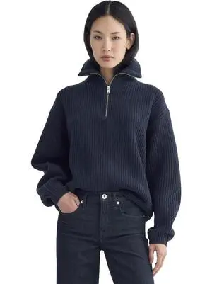 Everlane Luxe Merino Half-zip Sweater - Navy