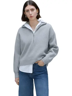 Everlane Luxe Merino Half-Zip Sweater Sky