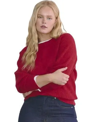 Everlane Cocoon Crew Neck Sweater - EVERLANE Berry Red