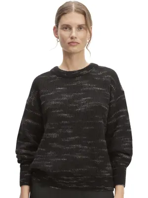 Everlane Cocoon Crew Neck Alpaca Sweater Black Heather