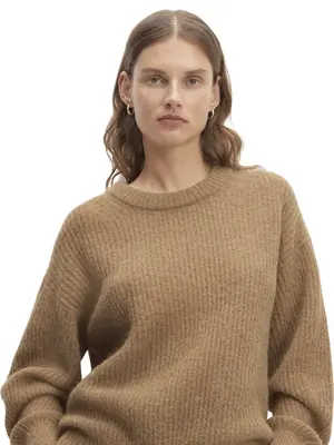 Everlane Cocoon Crew Neck Alpaca Sweater Brown Sugar