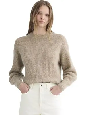 Everlane Cocoon Crew Neck Alpaca Sweater - Dark Heathered Camel