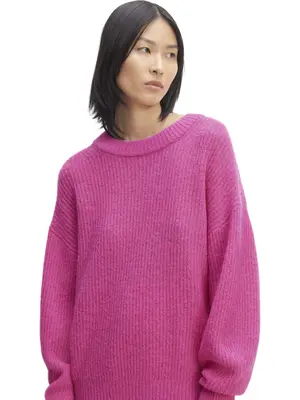 Everlane Cocoon Crew Neck Alpaca Sweater Fuchsia Pink