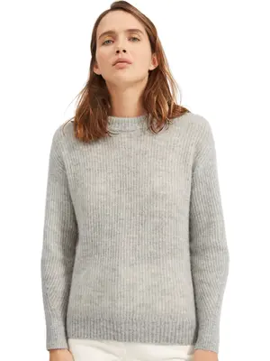 Everlane Cocoon Crew Neck Alpaca Sweater Heather Grey