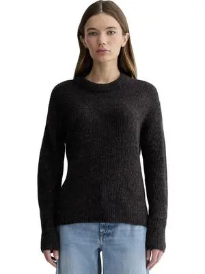 Everlane Cocoon Crew Neck Alpaca Sweater - Heathered Black