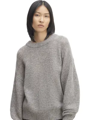Everlane Cocoon Crew Neck Alpaca Sweater Heathered Stone