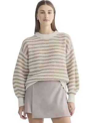 Everlane Cocoon Crew Neck Alpaca Sweater Mallow Heather/camel