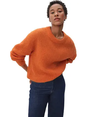 Everlane Cocoon Crew Neck Alpaca Sweater Persimmon