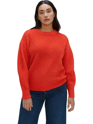 Everlane Cocoon Crew Neck Alpaca Sweater Red Orange