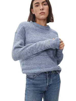 Everlane Cocoon Crew Neck Alpaca Sweater Sky Blue/charcoal