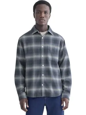 Everlane Brushed Flannel Shirt - Blue Ombre Plaid