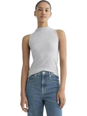 Everlane Luxe Rib Funnel-neck Tank Top - Classic Heather Grey