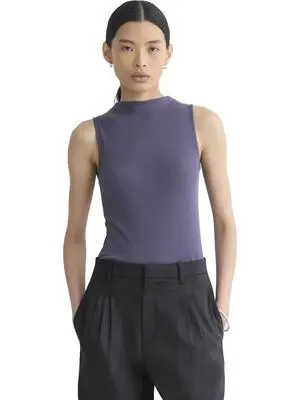 Everlane Luxe Rib Funnel-neck Tank - Graystone