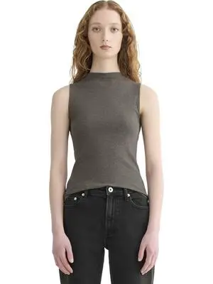 Everlane Luxe Rib Funnel-neck Tank Top - Heathered Fatigue
